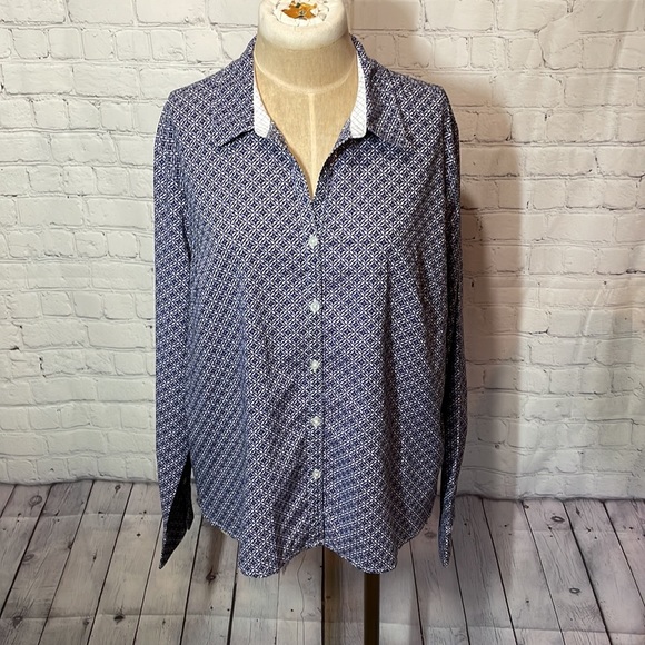 George | Tops | George Button Up Pattern Purple Blouse Size 6 | Poshmark